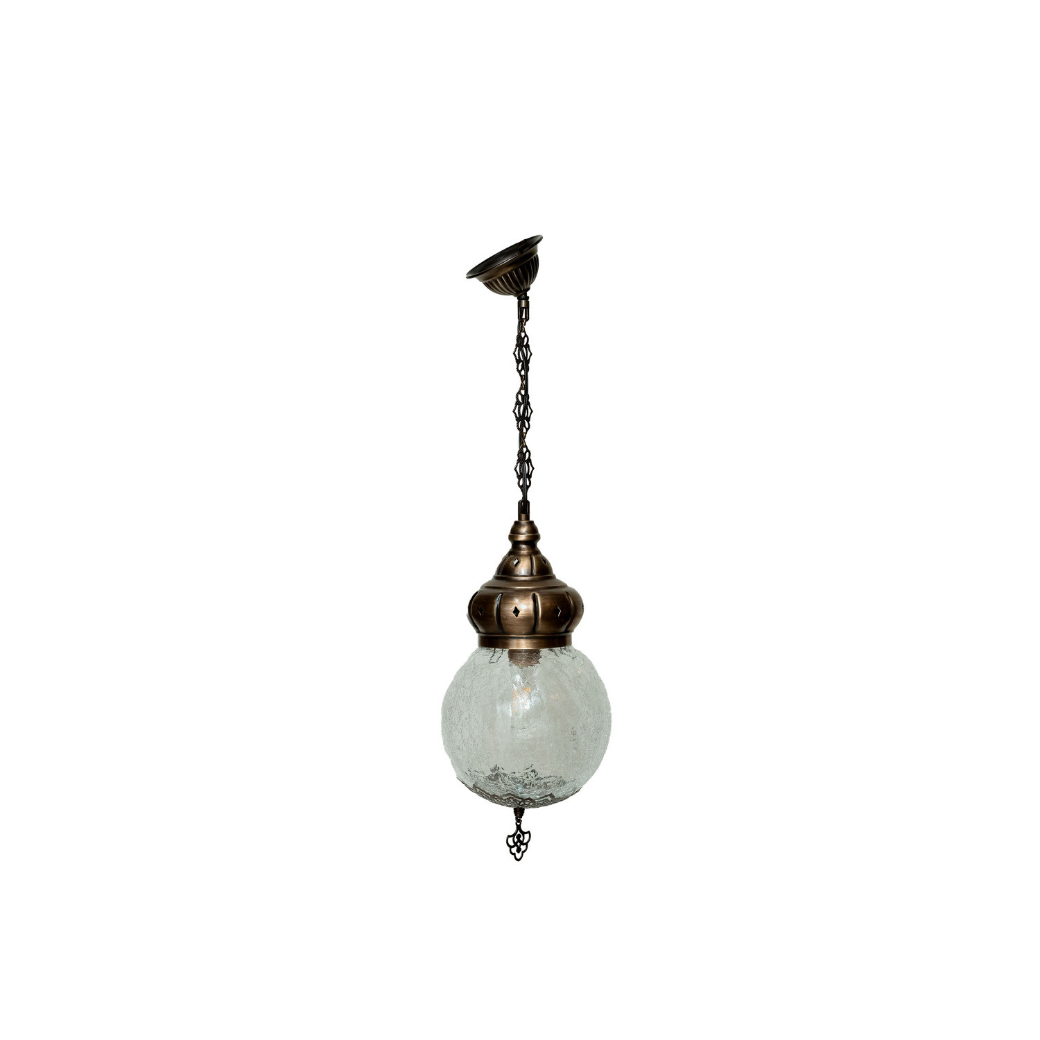 Hanging lamp 60 cm, blown glass, iron, diameter 20 cm