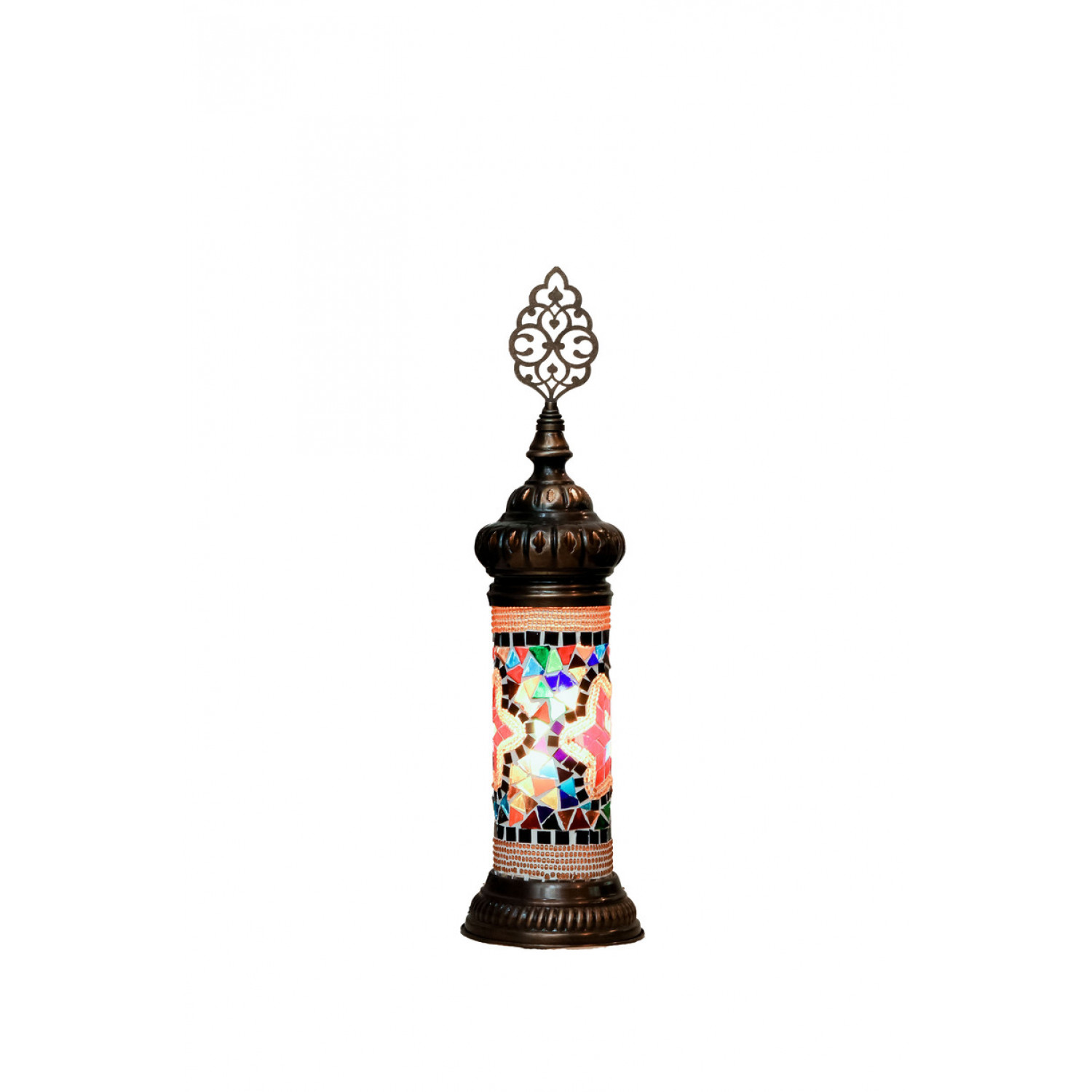 Table lamp, blue/red/yellow mosaic