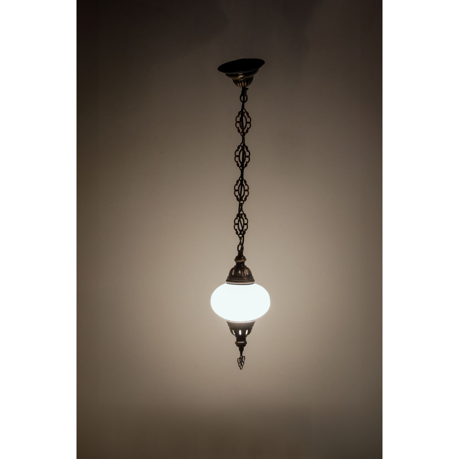 Hanging milky lamp UFO, 70 cm